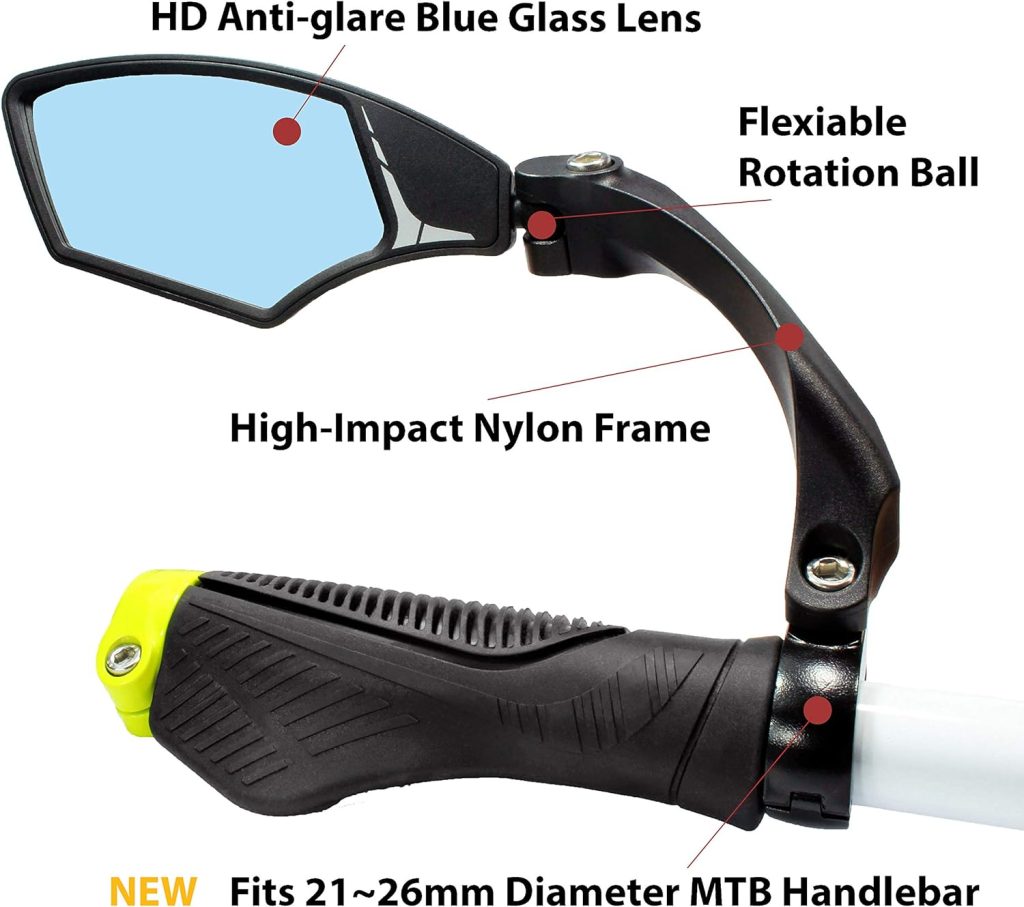 Hafny NEW Handlebar Bike Mirror, HD,Blast-resistant, Glass Lens, HF ...