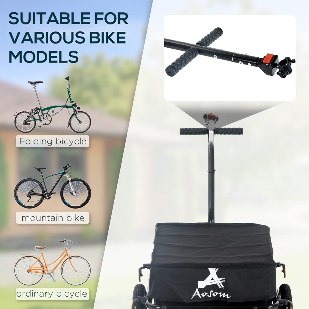 Aosom Bicycle Cargo Trailer with Removable Box and Waterproof Cover ...