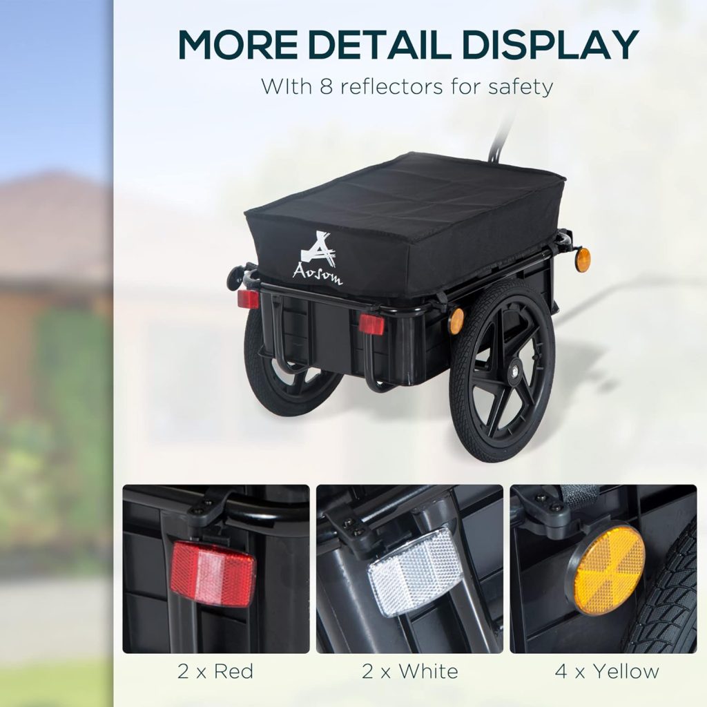 Aosom Bicycle Cargo Trailer with Removable Box and Waterproof Cover ...