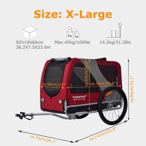 Doggyhut Premium Pet Bike Trailer Bicycle Trailer for Medium or Large ...
