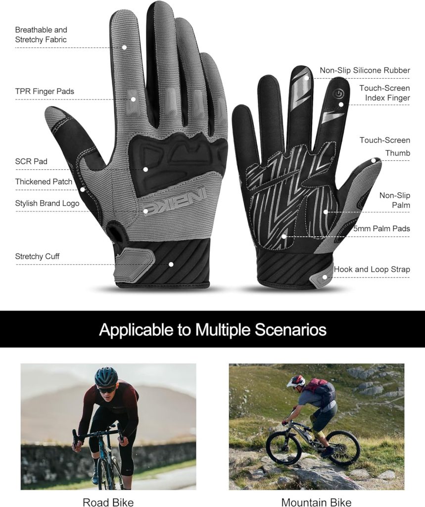 INBIKE Mountain Bike Gloves for Men Knuckle Guard Padded Men's Cycling ...