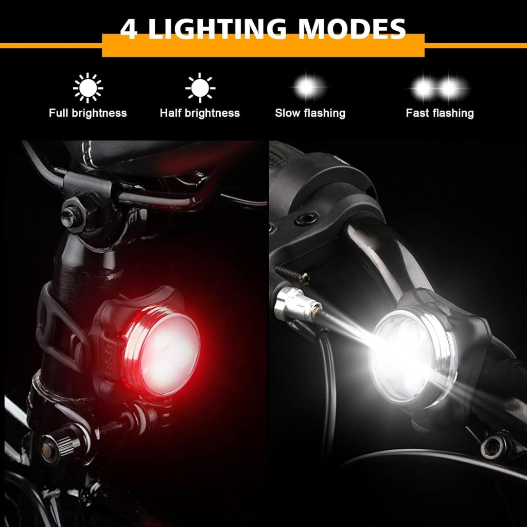 Ascher USB Rechargeable Bike Light Set,Super Bright Front Headlight and ...