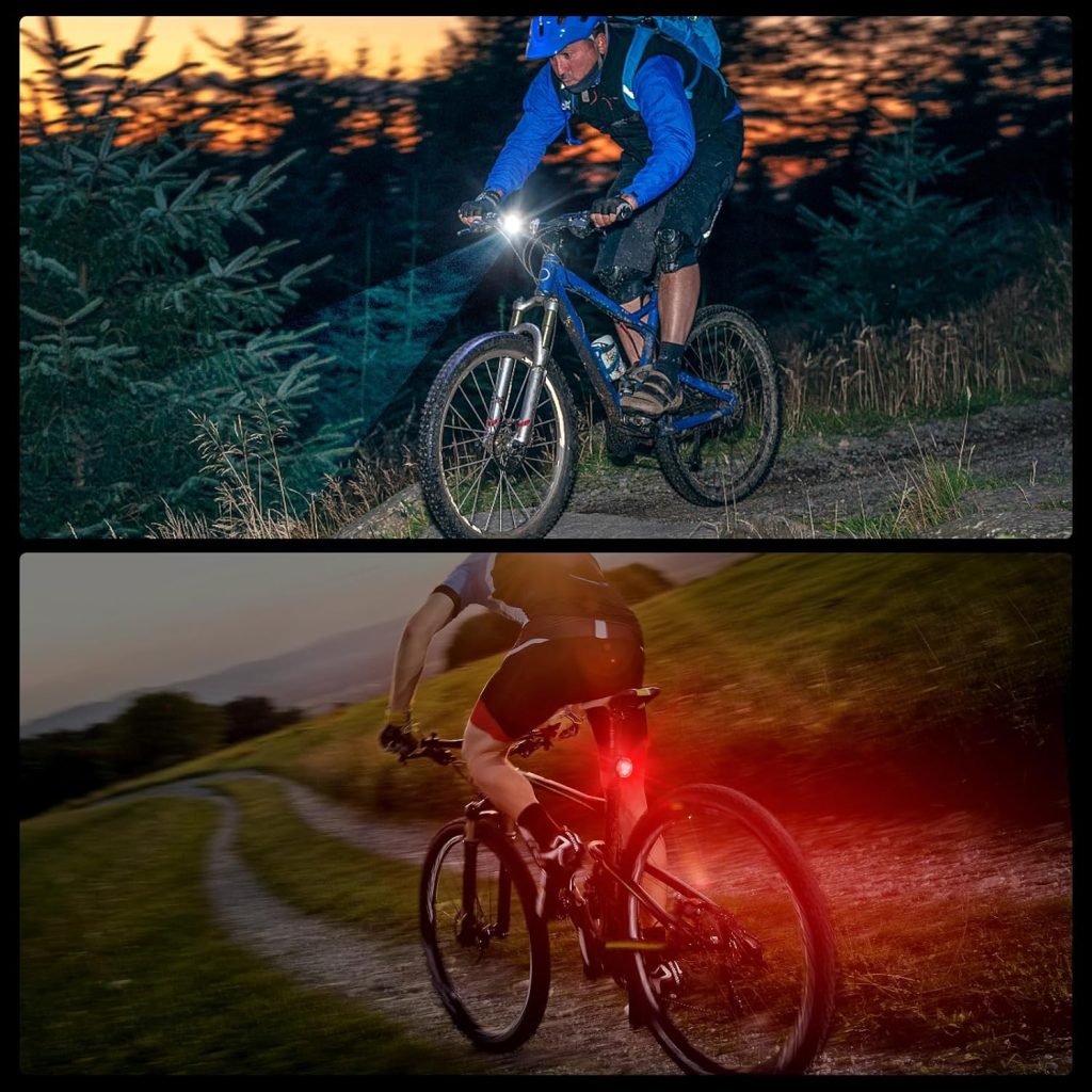 Ascher USB Rechargeable Bike Light Set,Super Bright Front Headlight and ...