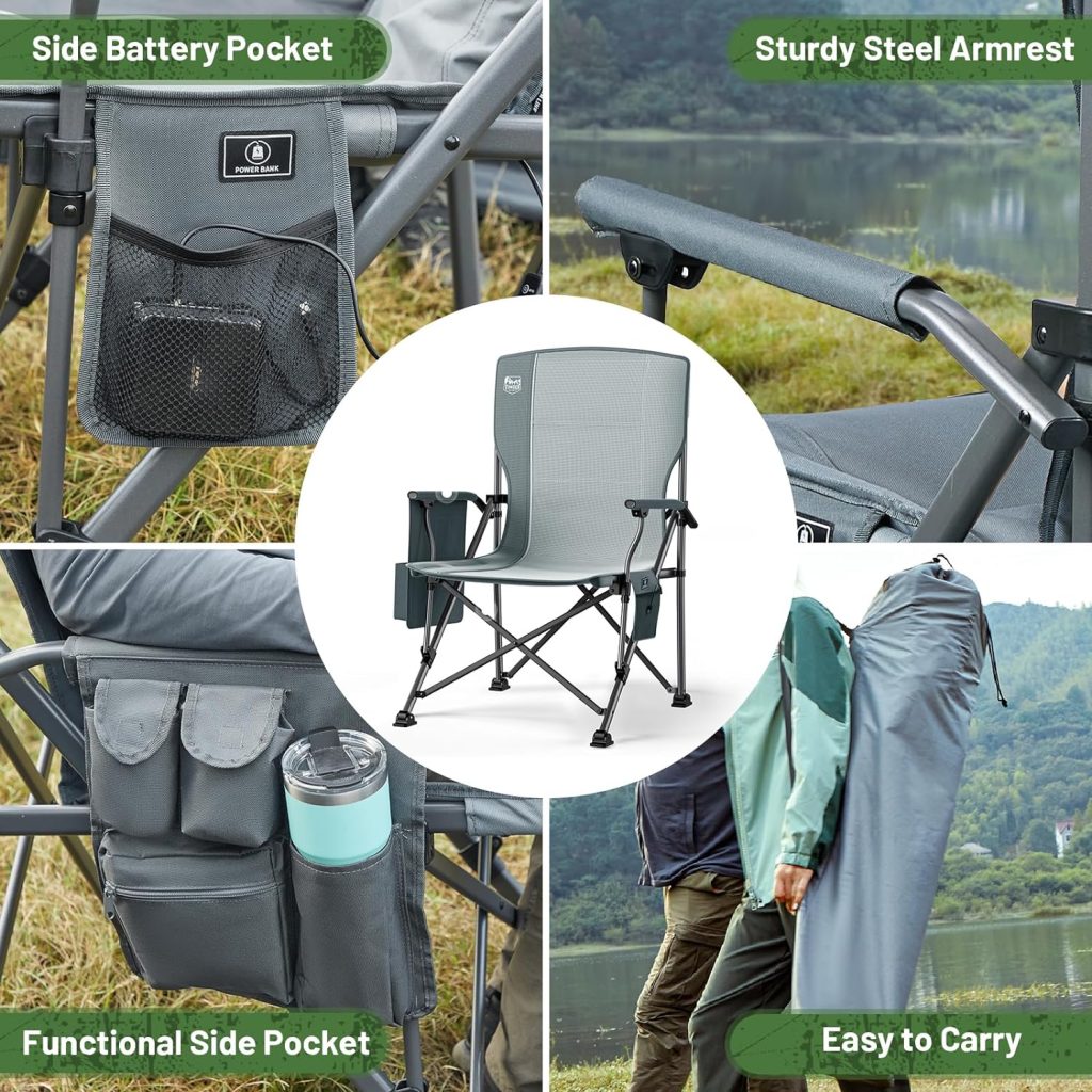 TIMBER RIDGE Oversized Folding Camping Chair High Back Heavy Duty for ...