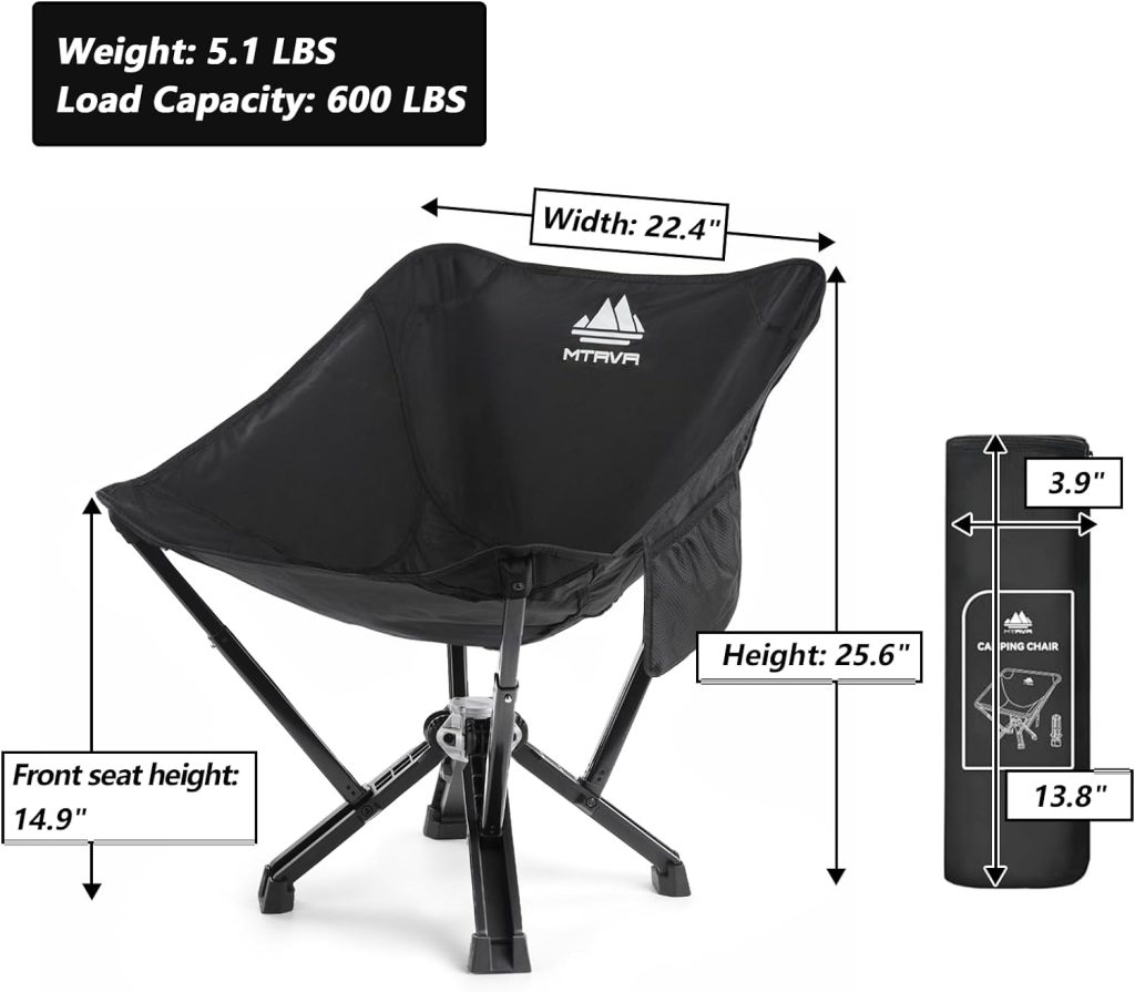 MTRVR Folding Camping Chairs, Portable Camp Chair, Lightweight, Compact ...