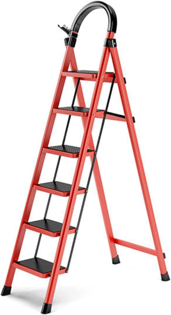 6-Step Ladder Foldable Step Stool Ladder Portable Ladders Wide Anti ...