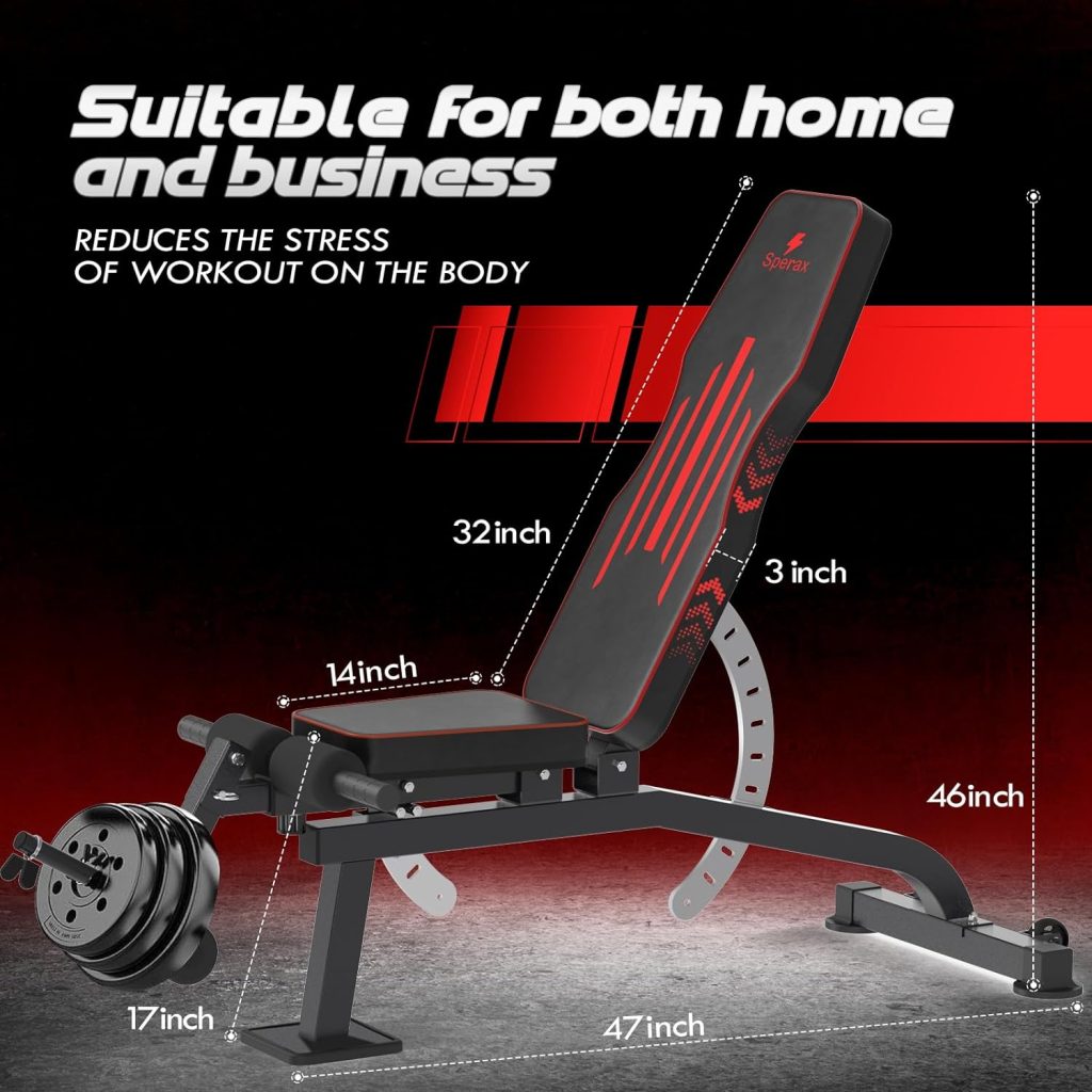 Adjustable Bench Adjustable Weight Bench, Foldable Full Body Exercise ...