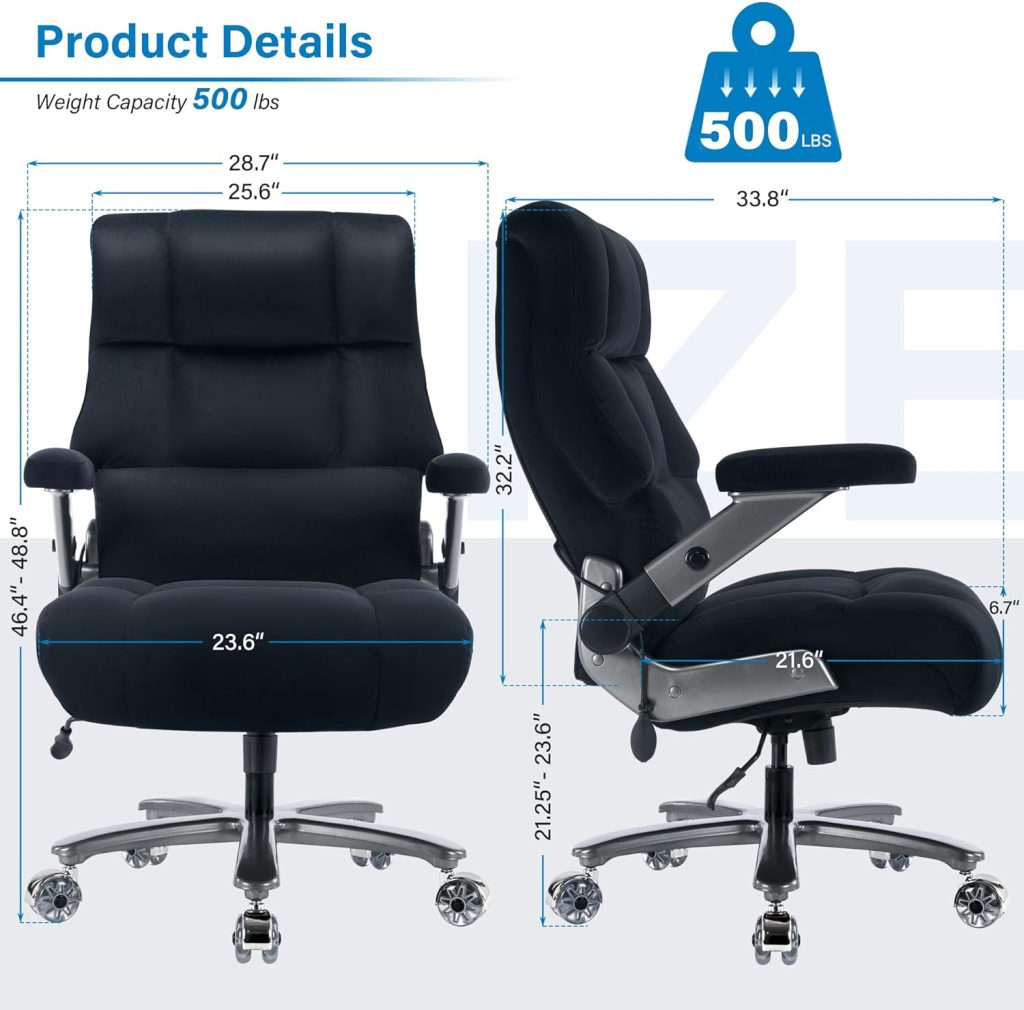 Big and Tall Office Chair 500lbs- Executive Desk Chair with Adjustable ...